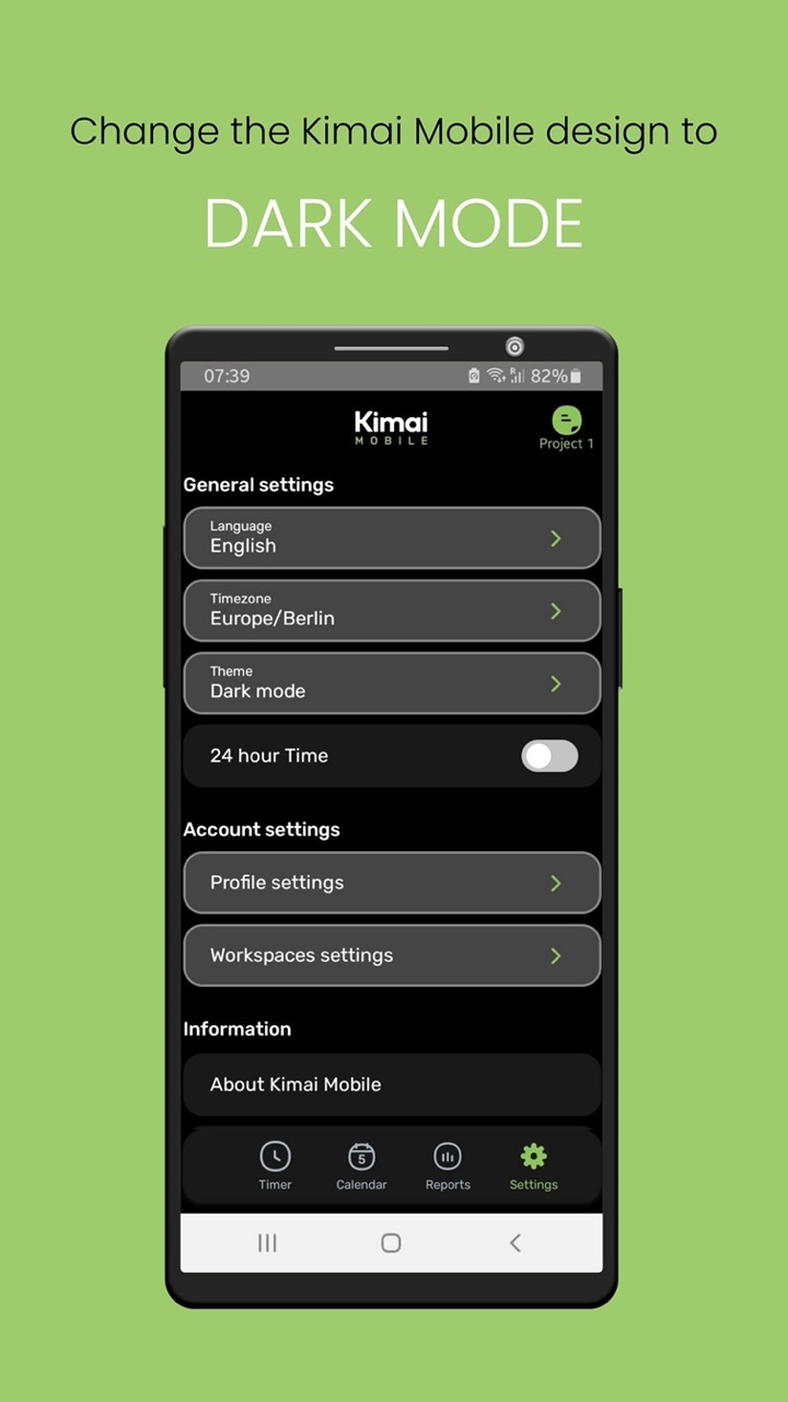 Kimai לניידים (Android)