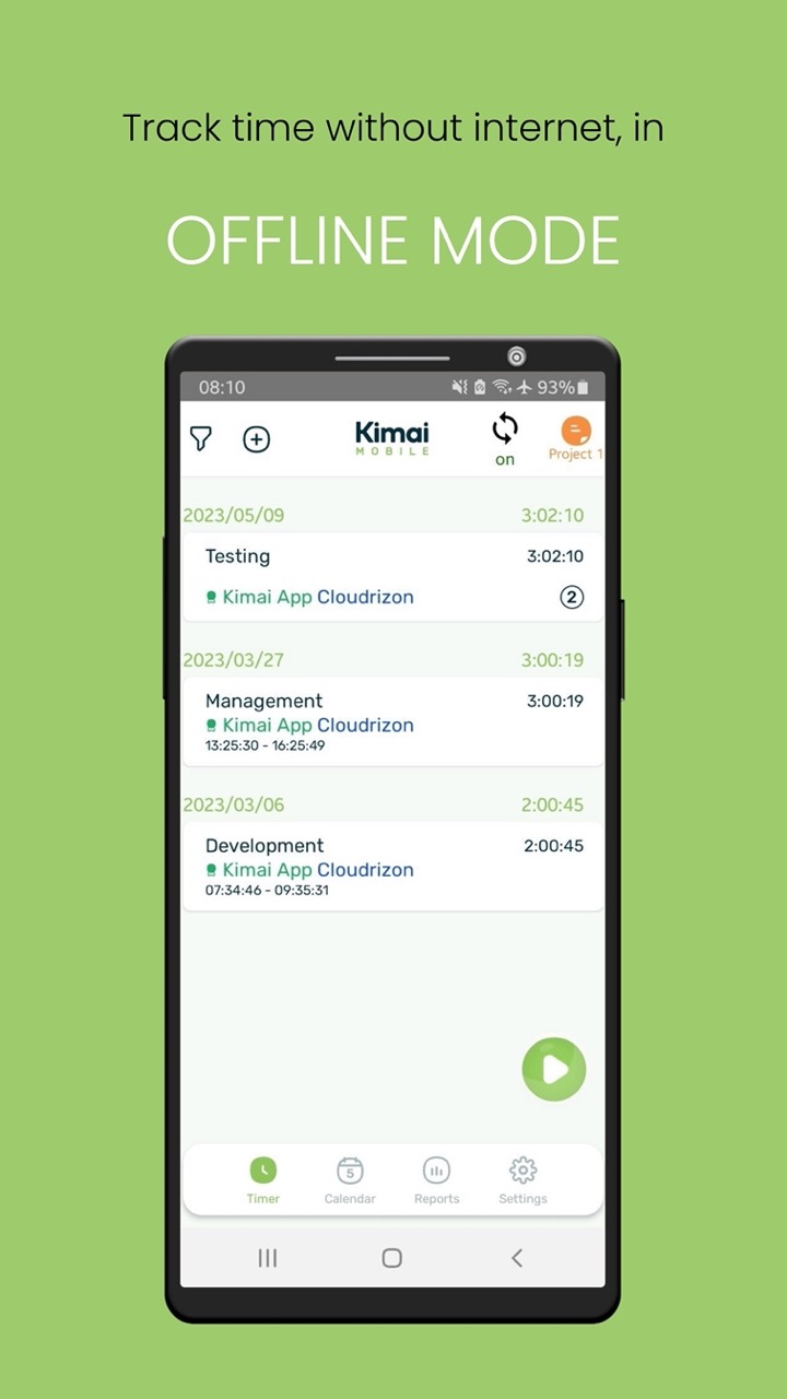 Kimai לניידים (Android)